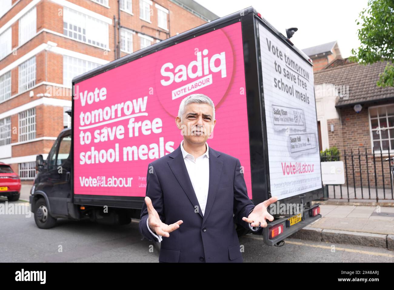 Current Mayor of London and Labour party candidate Sadiq Khan at the ...