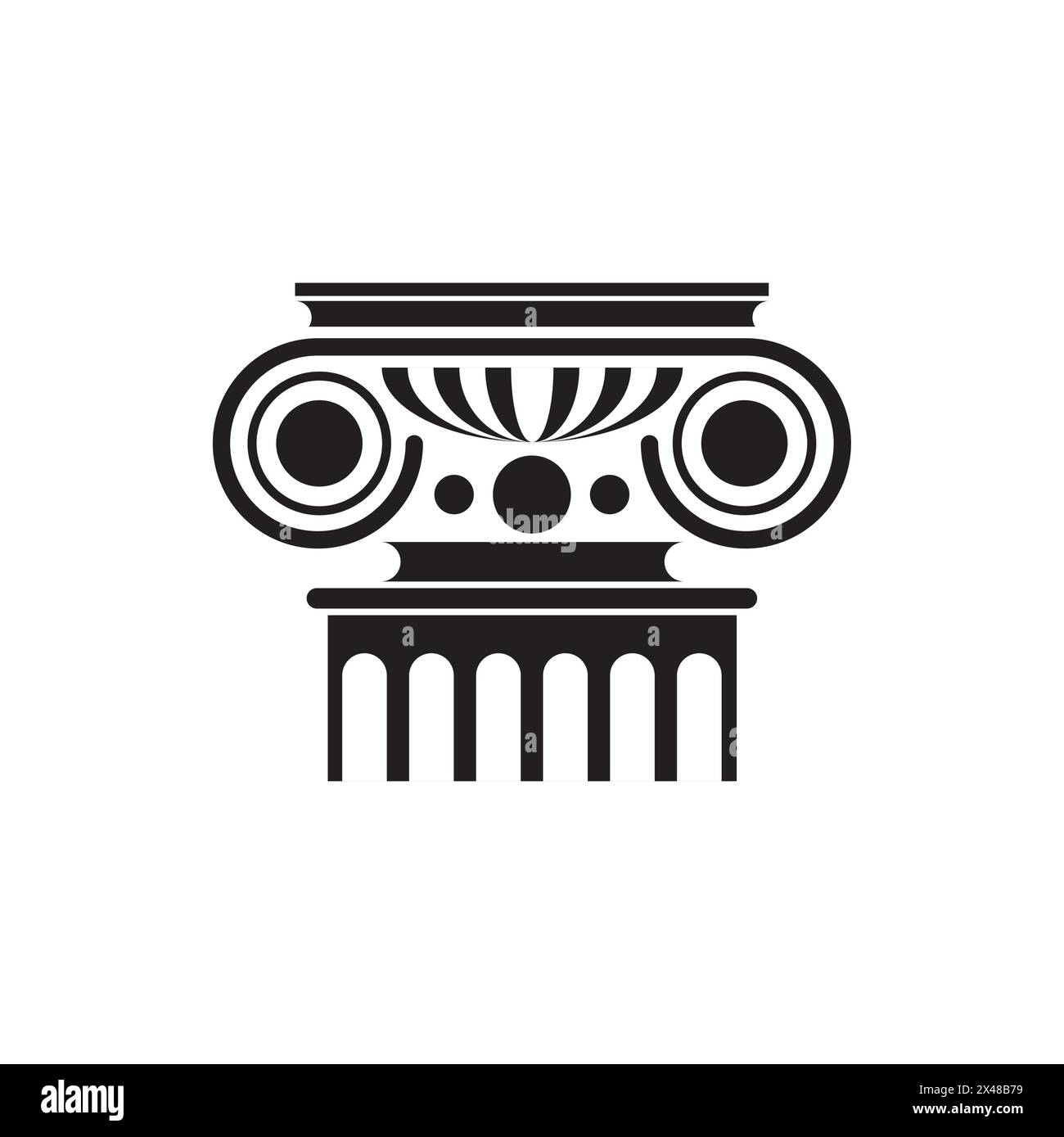 Classic column capital black line icon, ancient construction decoration vector illustration ...