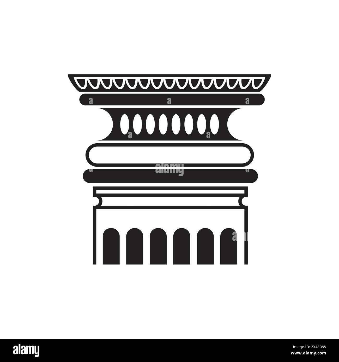 Classic vintage column capital black line icon, ancient structure ... Classic vintage column capital black line icon, ancient structure ...