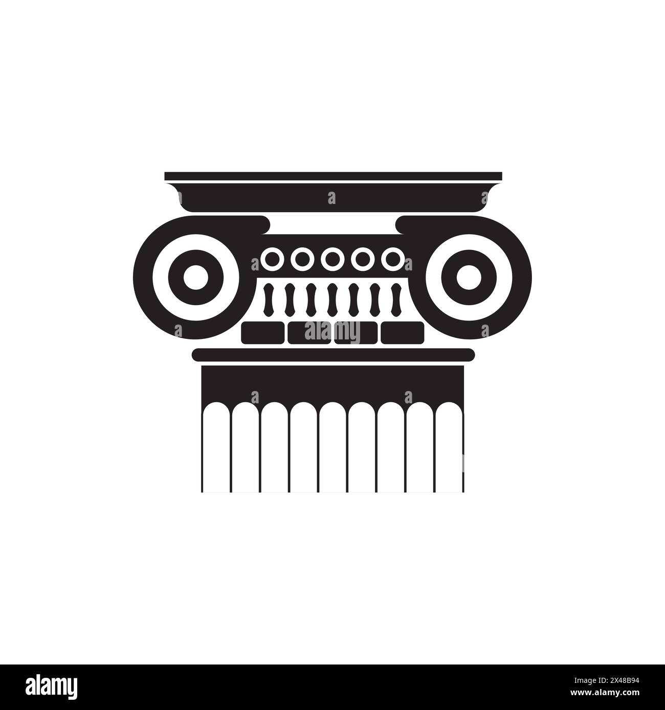 Classic column capital black line icon, Ionic architectural order ...