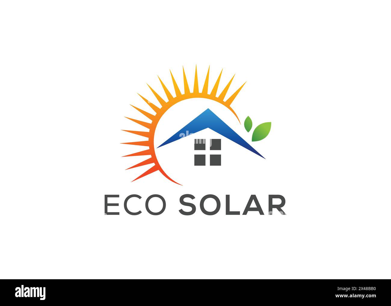 Minimalist eco solar energy vector logo. Modern Green energy solar logo ...