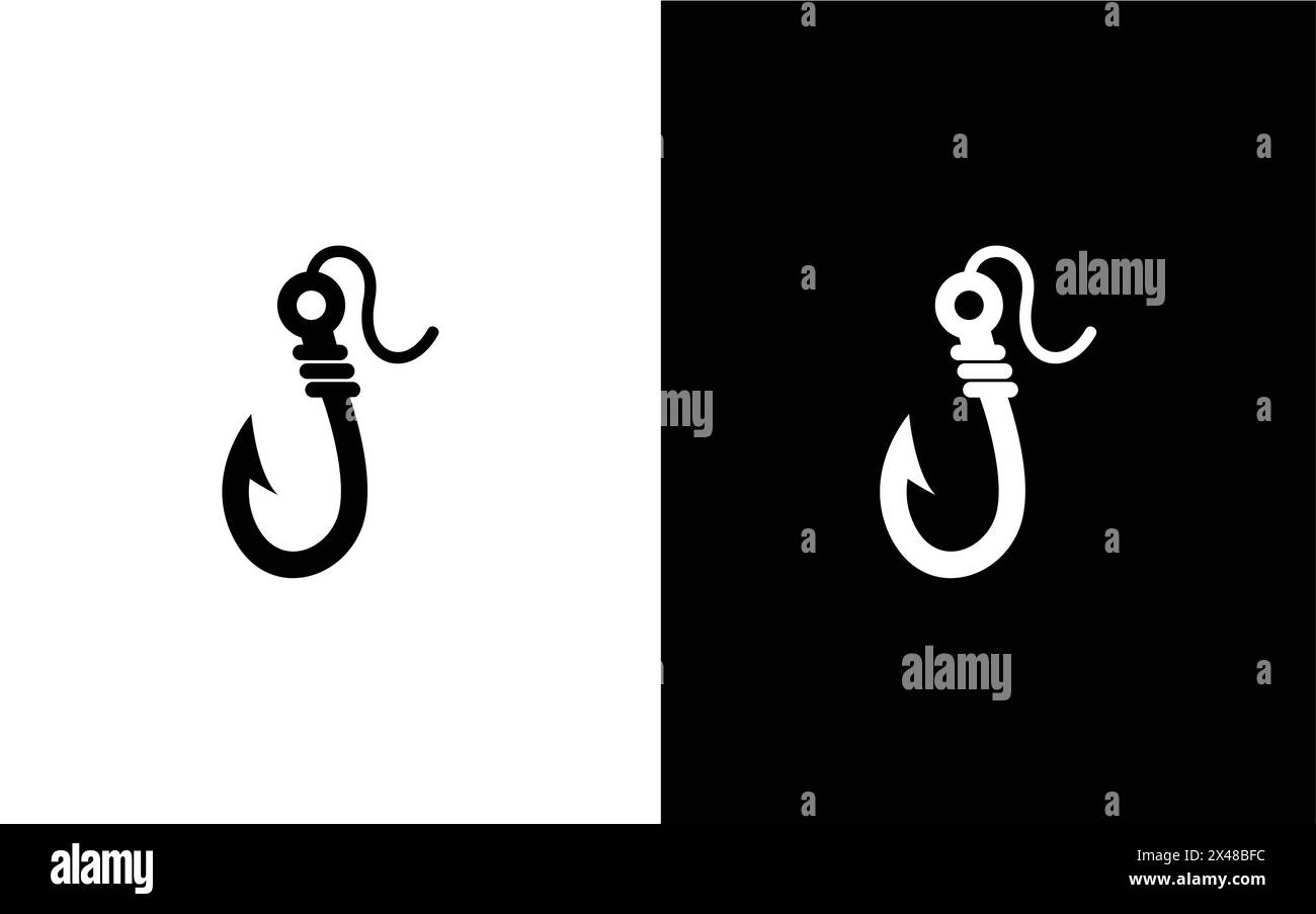 Minimalist fishing hook logo design vector template. fishing hook ...