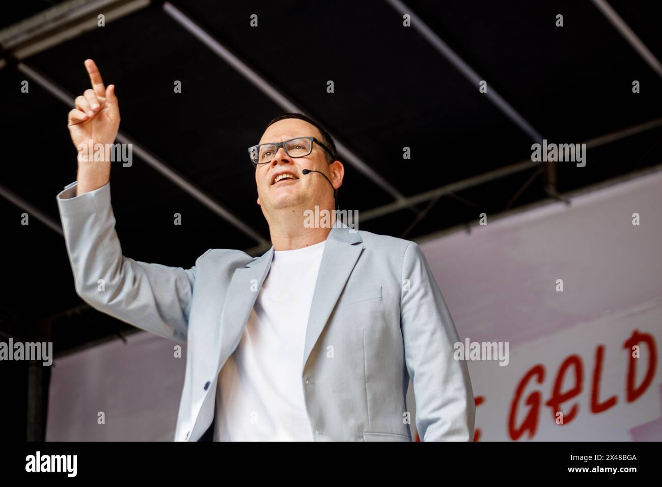 Brussels, Belgium. 01st May, 2024. PVDA - PTB chairman Raoul Hedebouw ...