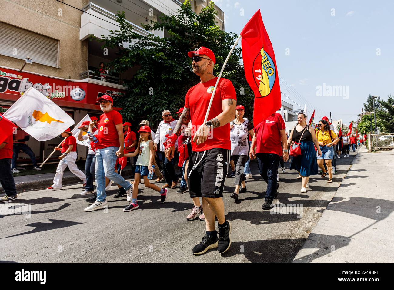 Limassol, Cyprus. 01st May, 2024. People are marching, Limassol, Cyprus ...