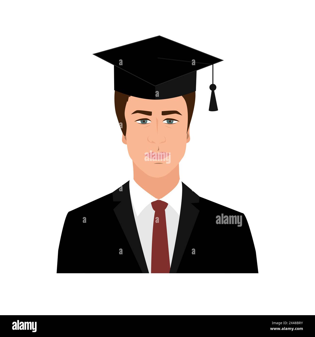 Portrait of a man in a graduate gown isolated on white background ...