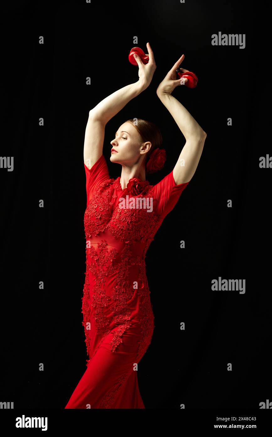 Beautiful spanish flamenco dancer castanets hi-res stock photography ...