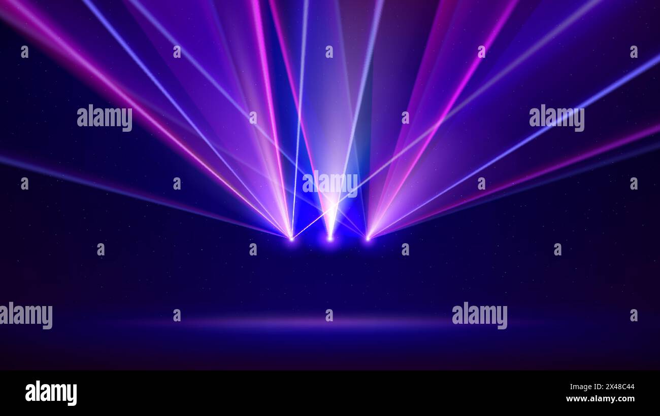 Laser light show. Bright led laser beams, dj light party. Illuminated ...