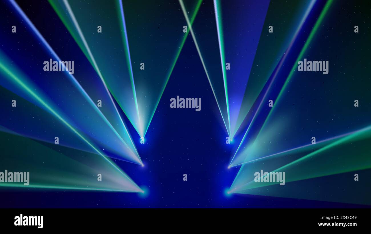 Laser light show. Bright led laser beams, dj light party. Illuminated ...