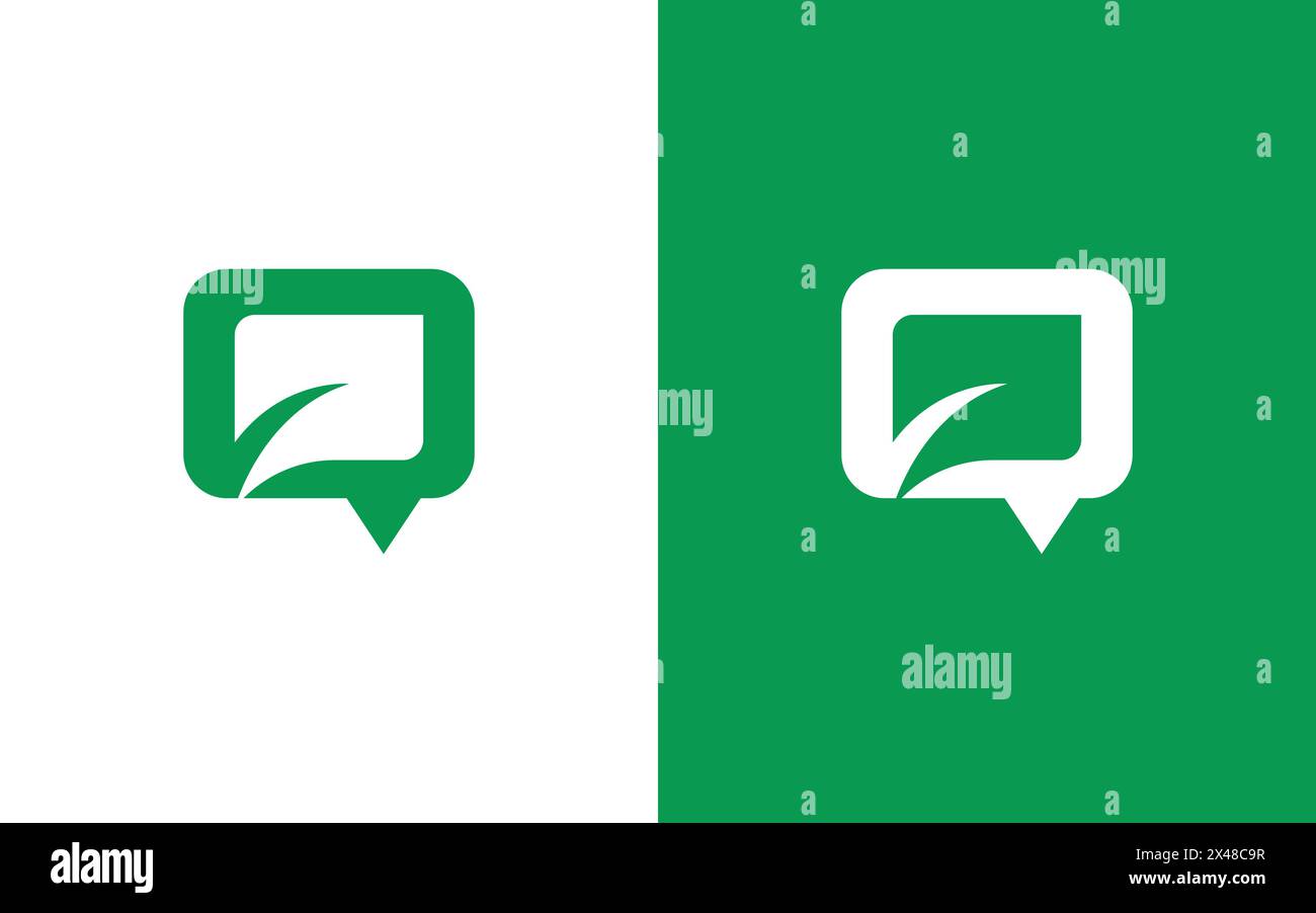 Minimalist leaf chat logo template. Eco chat logo Stock Vector Image ...