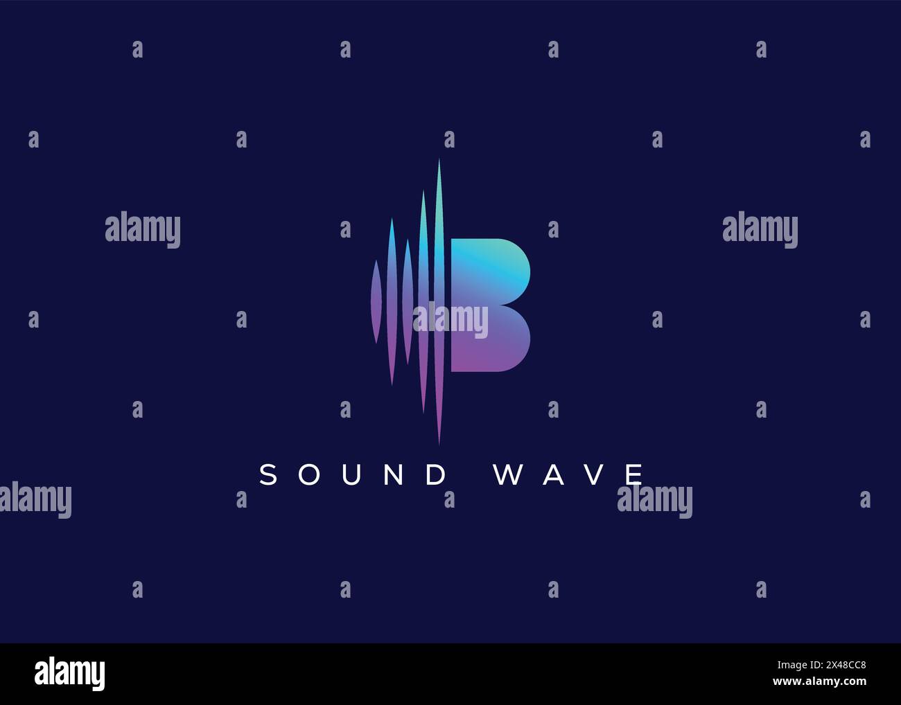 Minimalist Letter B Sound Wave vector logo. Modern Sound Wave logo. B ...
