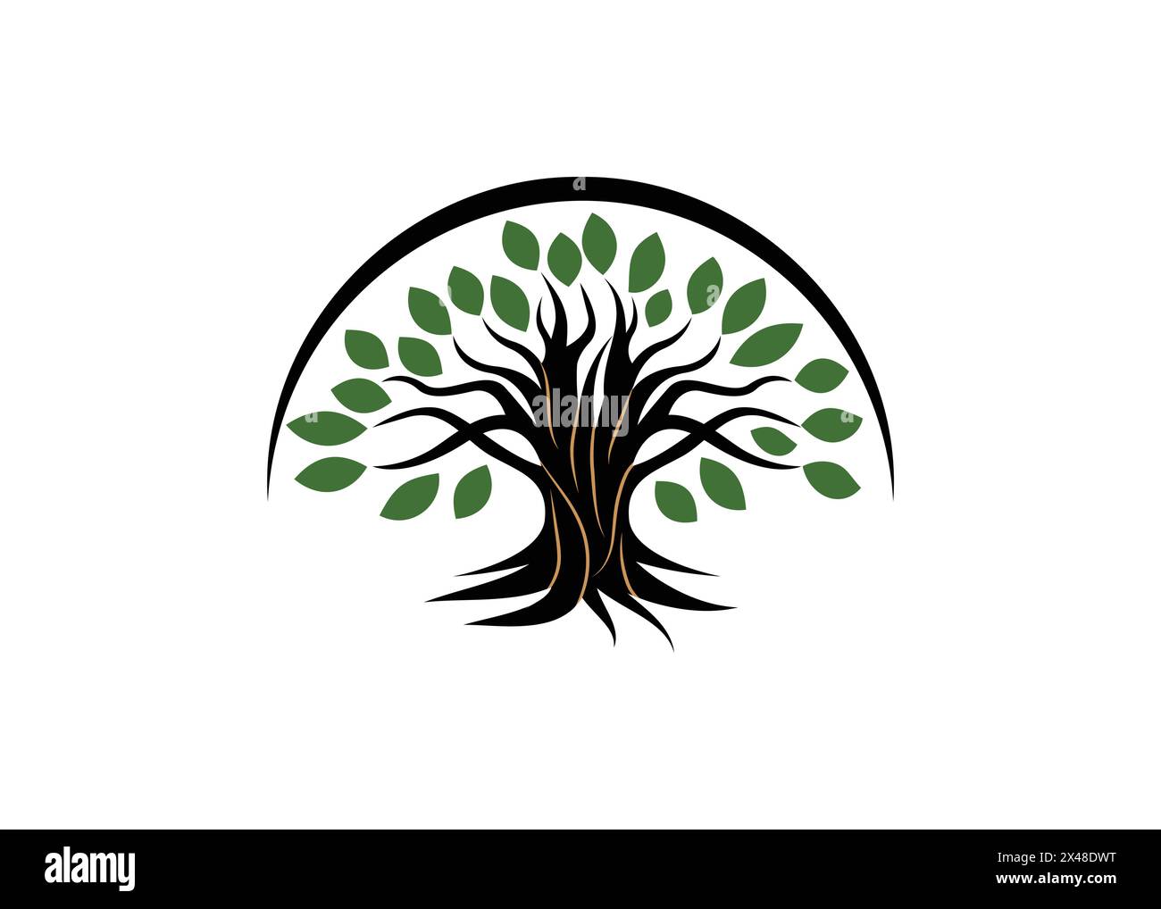 Minimalist Oak Tree vector logo. Modern Green Oak Tree logo vector logo ...