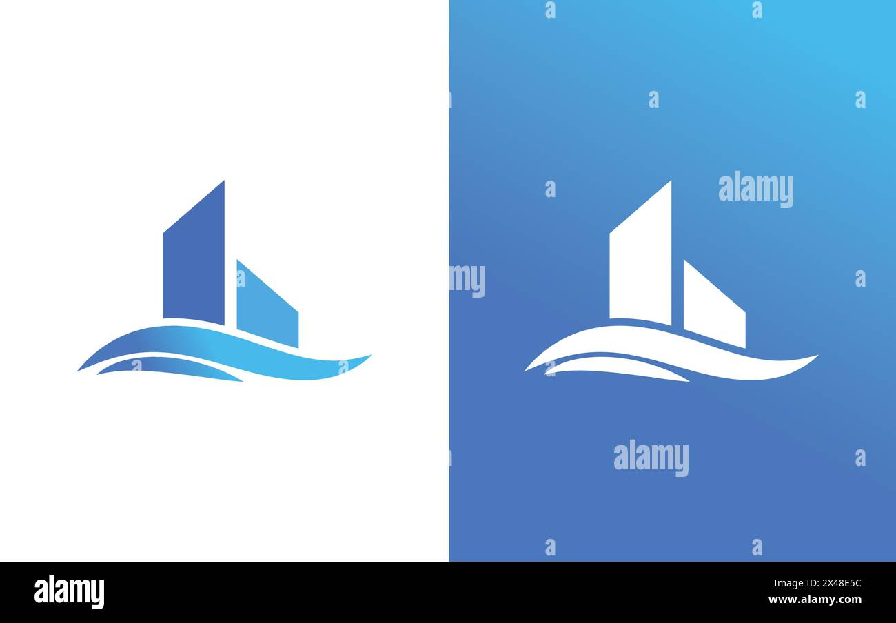 Minimalist wave and building logo template Stock Vector Image & Art - Alamy