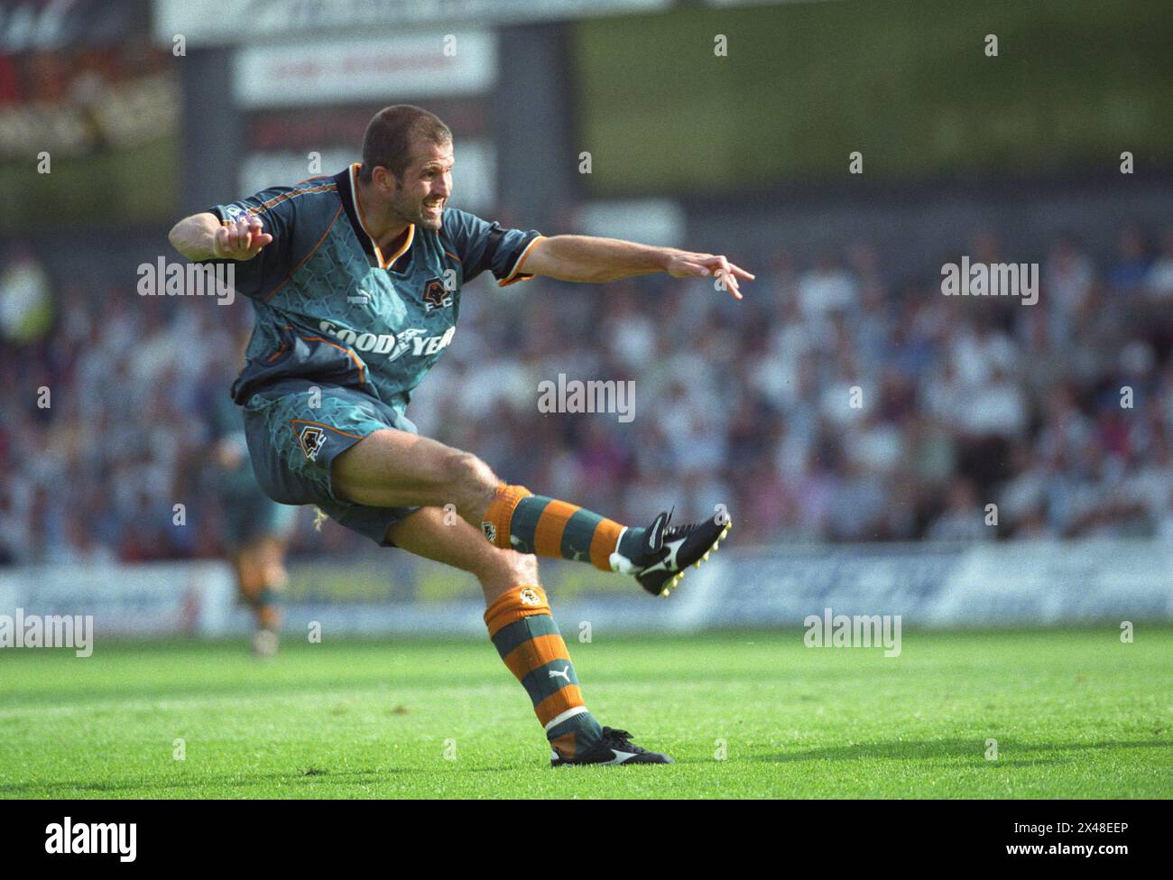 Footballer Steve Bull scoring hat trick for Wolverhampton Wanderers ...
