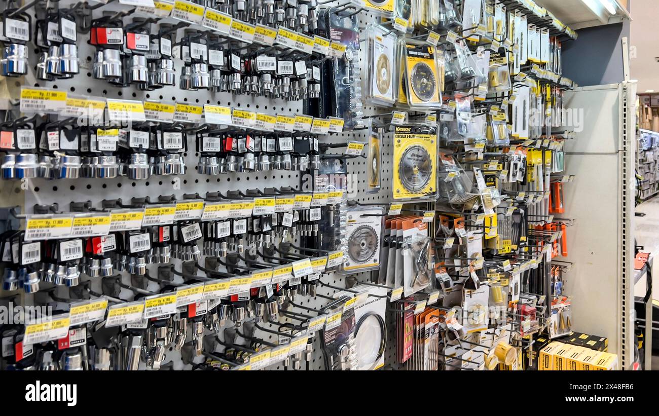 Various choice of hardware tools display in Ace store. Ace Hardware is ...