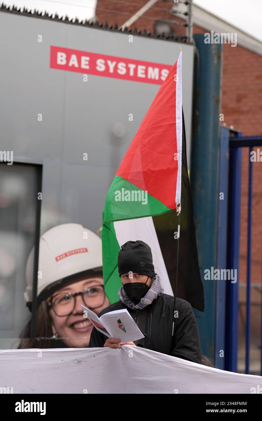 Protesters form a blockade outside weapons manufacturer BAE Systems in ...