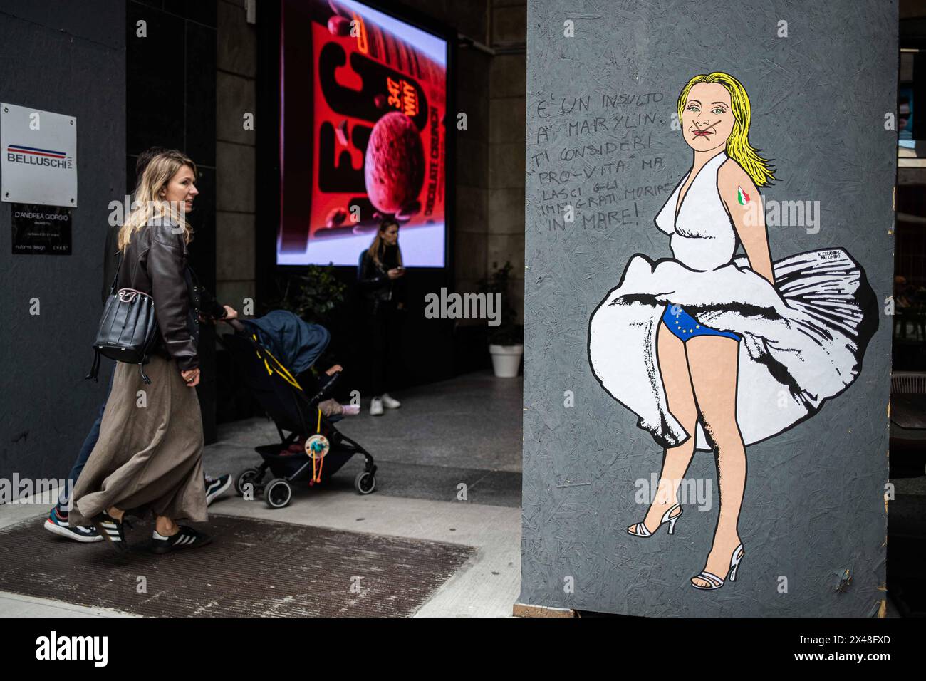 Milano, Italia. 01st May, 2024. Murales Giorgia Meloni Marilyn ...