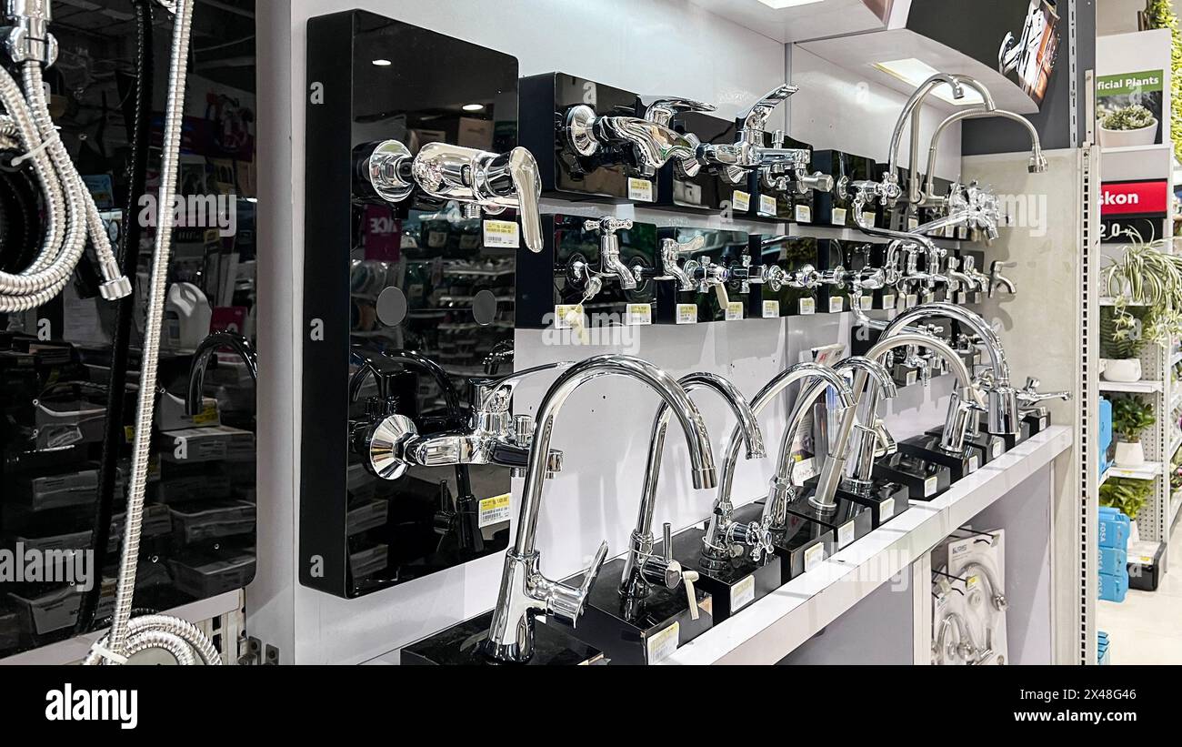 Water taps, kitchen and bathroom faucets display in Ace Store Bekasi ...