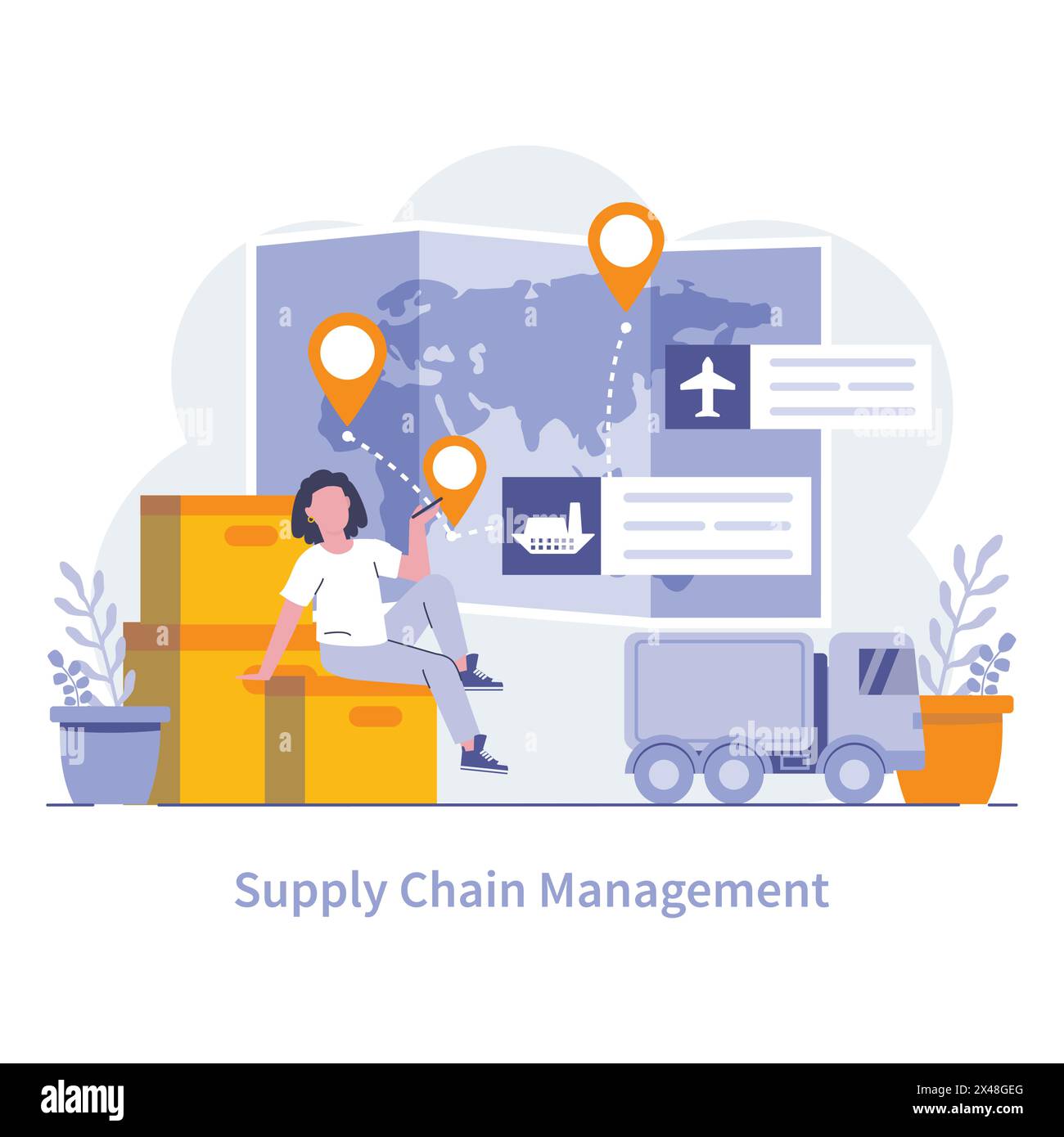 Supply chain concept. Coordinating flow of goods from origin to ... Supply chain concept. Coordinating flow of goods from origin to ...