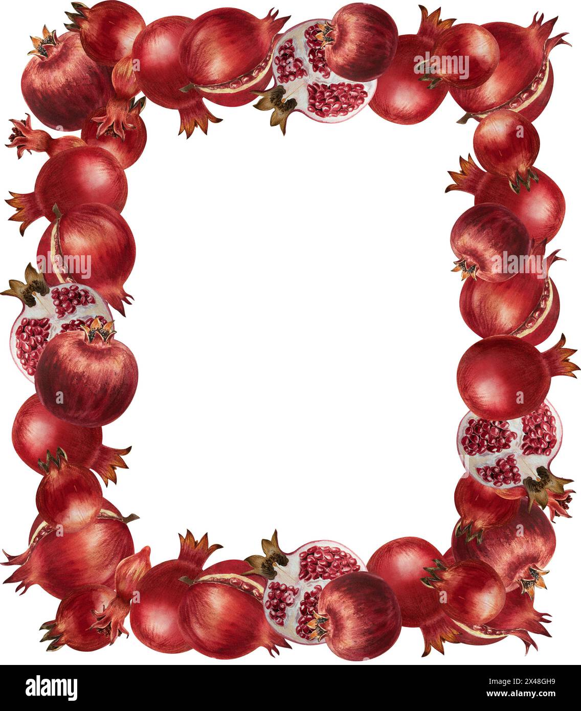 Pomegranate, frame, fruit, illustration, decoration, invitation, design ...