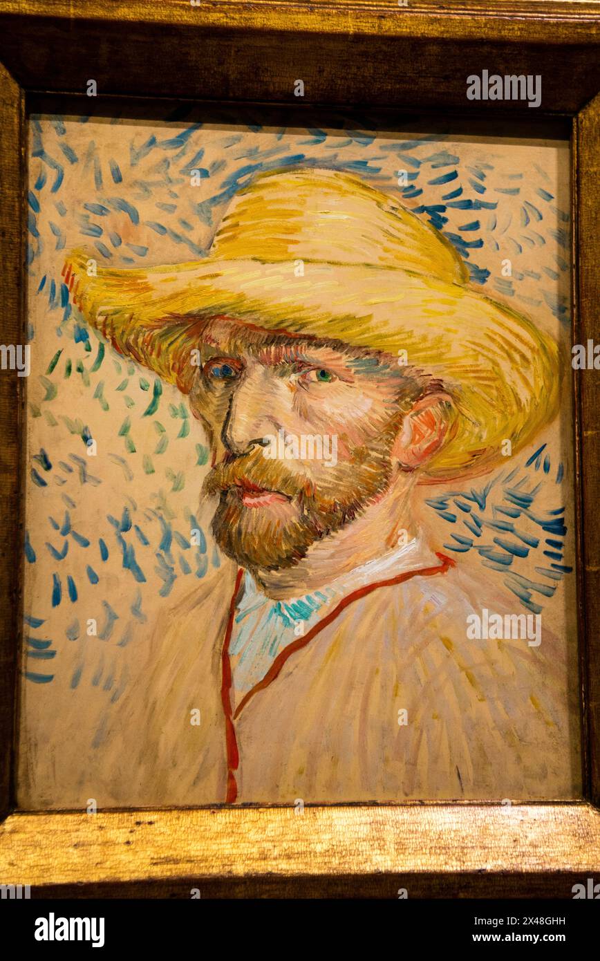 Self-Portrait with Straw Hat oil painting on cardboard at the Van Gogh ...
