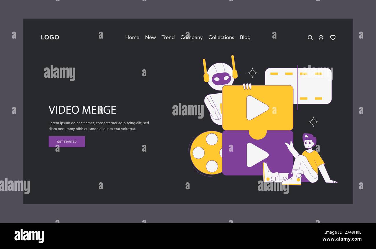 AI-driven video editing platform concept. A robot manipulating ...