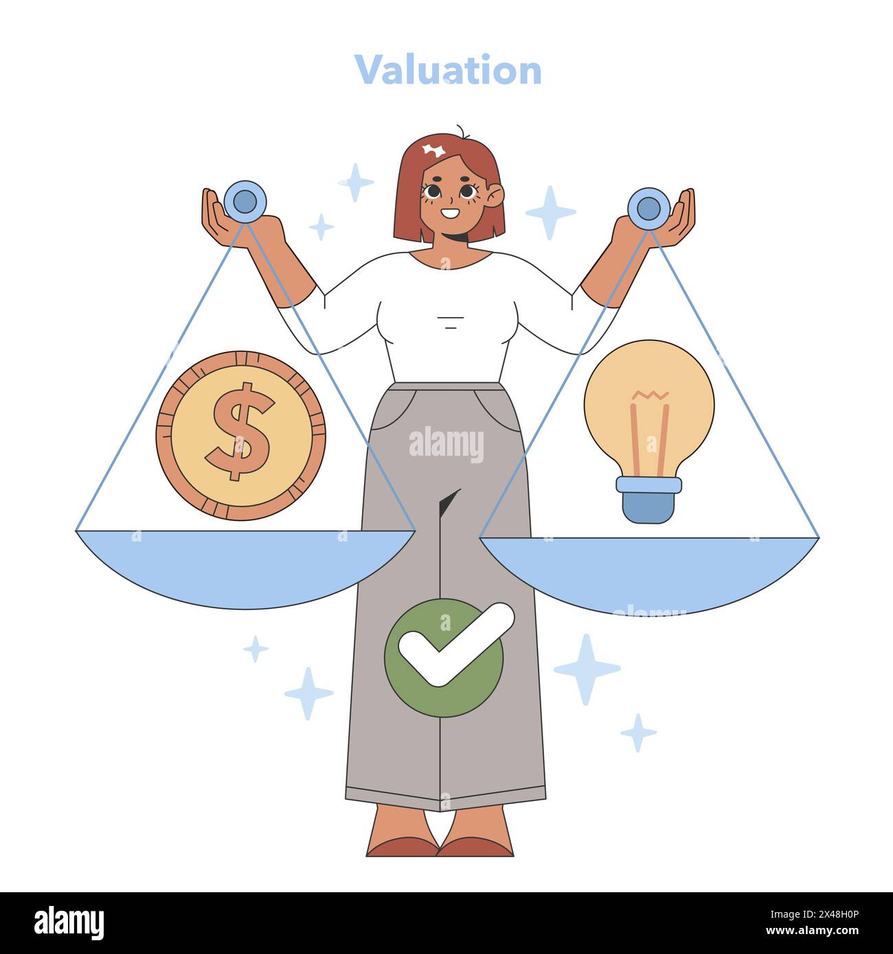 Valuation concept. An analytical entrepreneur weighs funding against ...