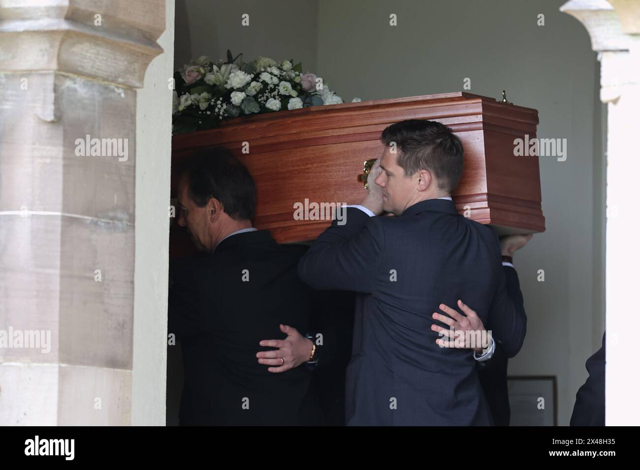 The coffin of former BBC Northern Ireland political editor and director ...