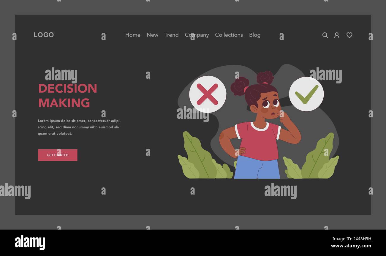 Decision Making concept. A thoughtful young girl weighs her options ...