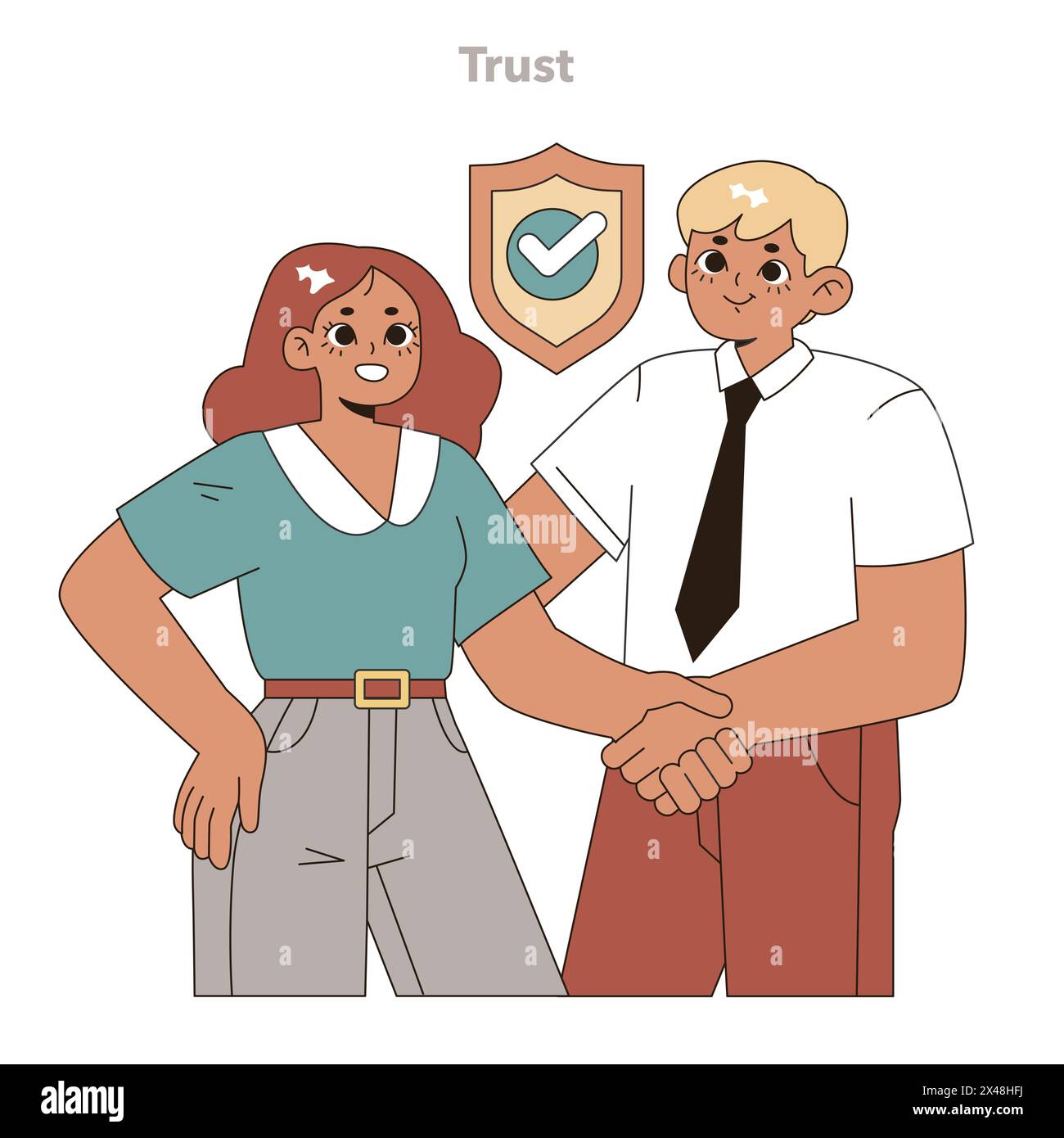 Trust in Task Delegation concept. Colleagues shaking hands in agreement ...