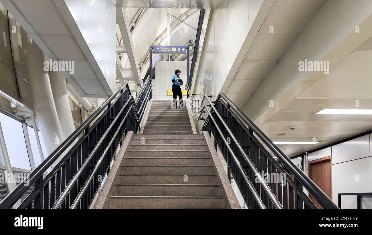 LRT Jakarta train station interior view. Indonesia public ...