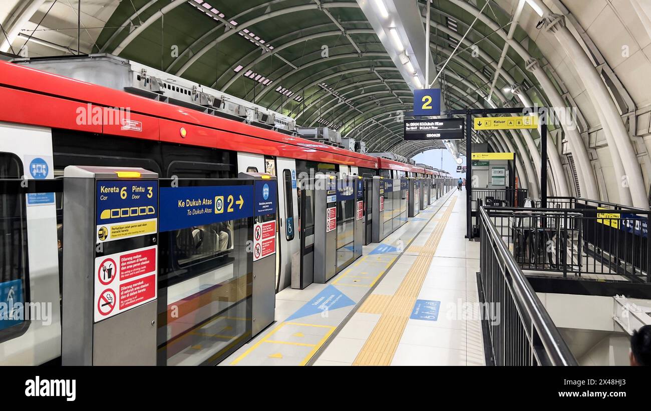 LRT Jakarta train station interior view. Indonesia public ...