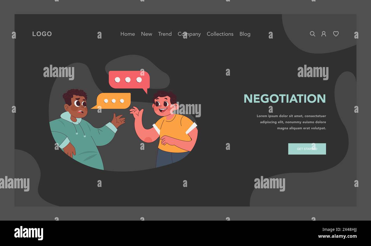 Negotiation concept. Two children engage in a civil discussion ...