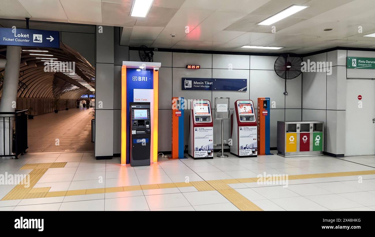 LRT Jakarta train station interior view. Indonesia public ...