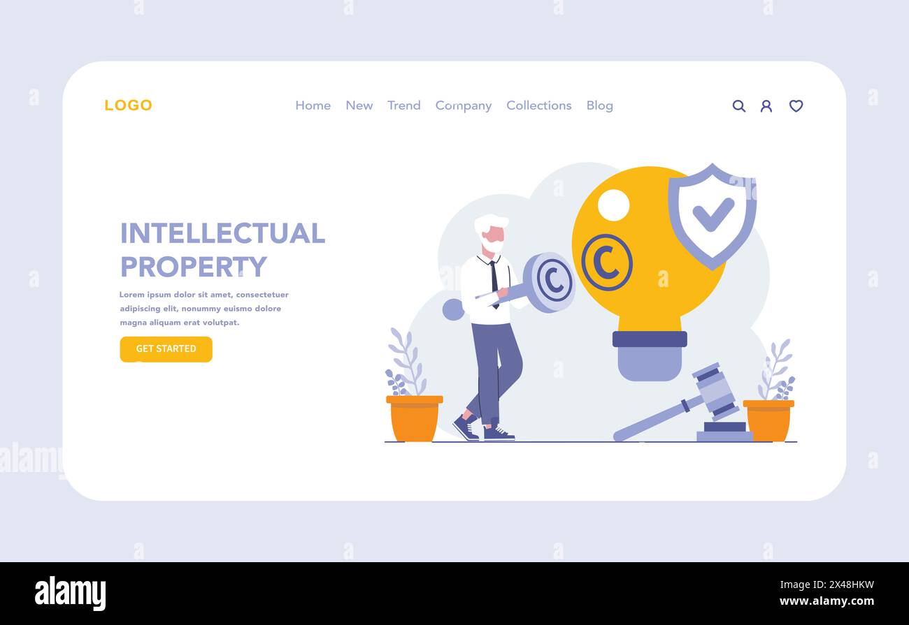Intellectual property management web or landing page. Securing creative ...