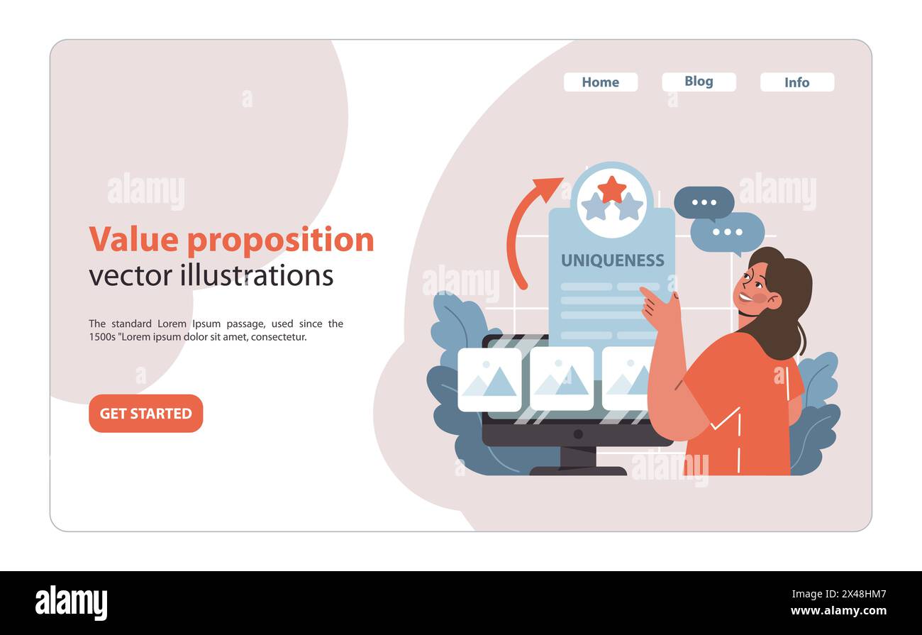 Market penetration concept. Enthusiastic woman highlights the value ...