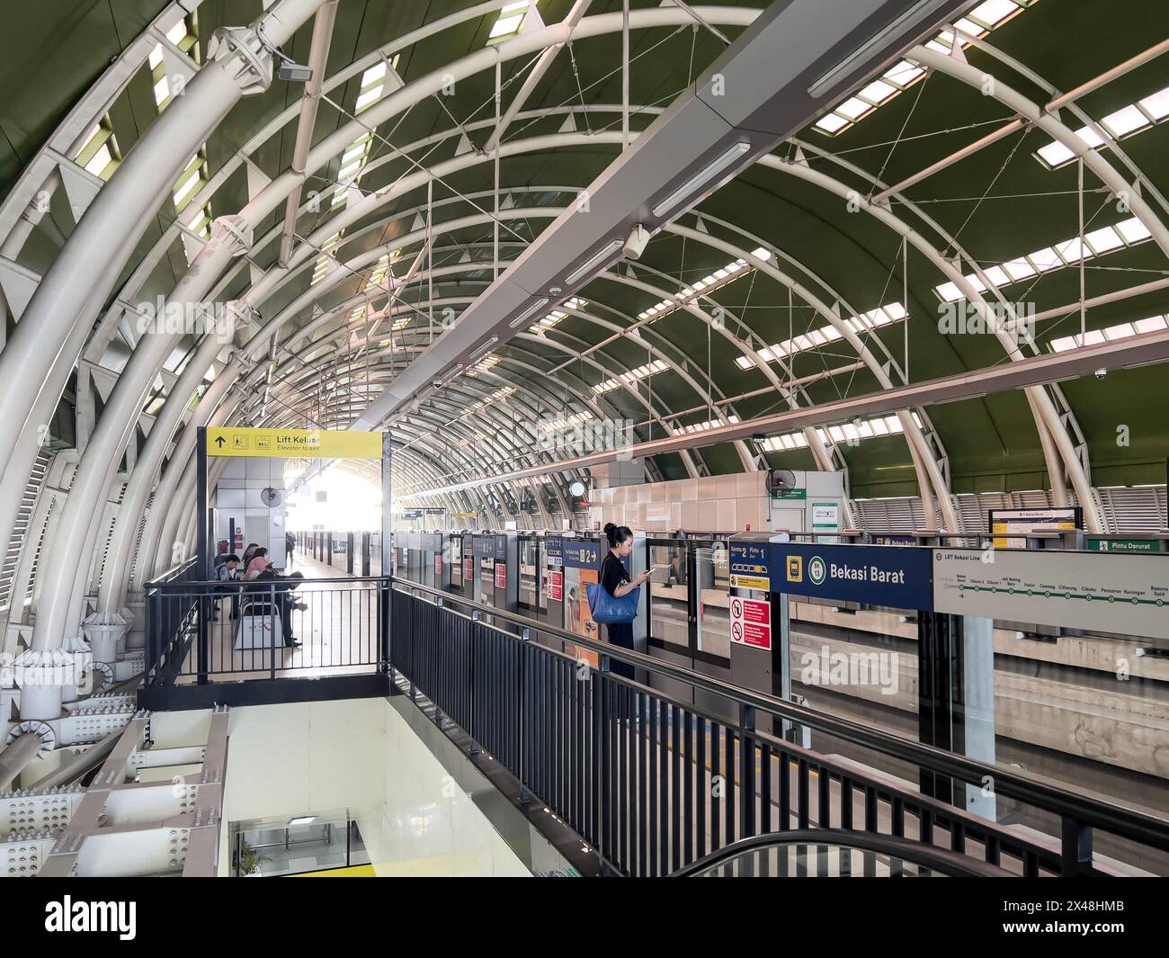 LRT Jakarta train station interior view. Indonesia public ...