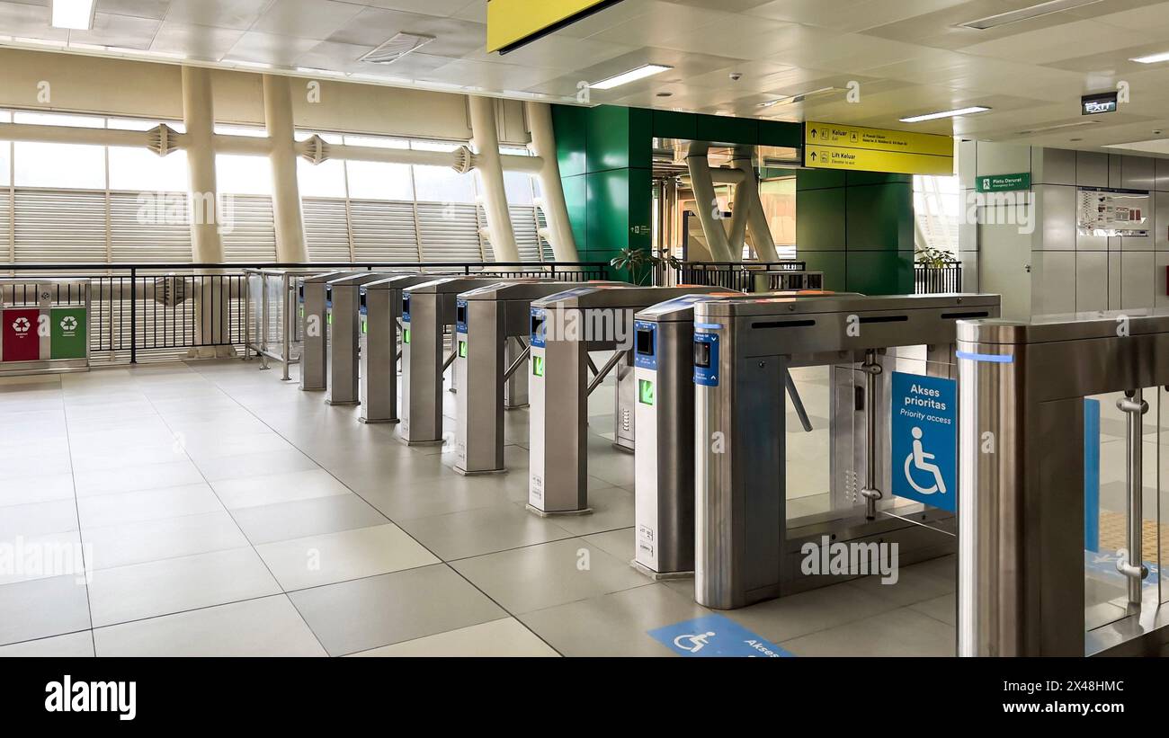 LRT Jakarta train station interior view. Indonesia public ...