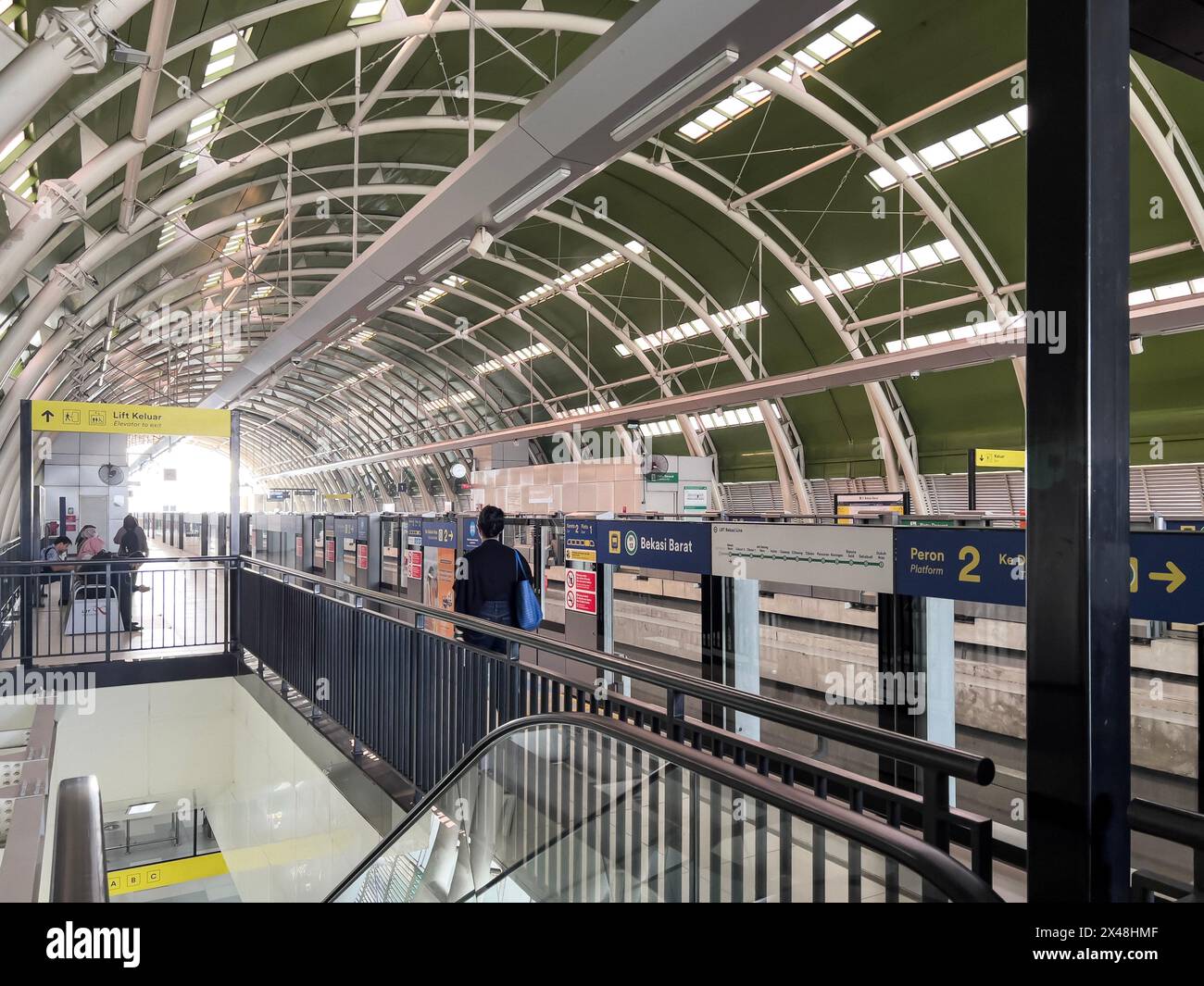 LRT Jakarta train station interior view. Indonesia public ...