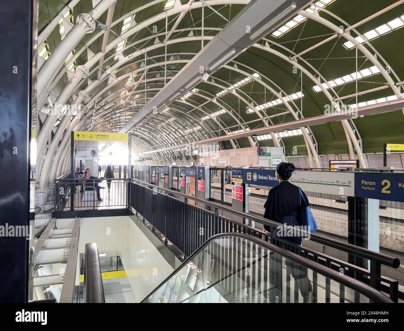 LRT Jakarta train station interior view. Indonesia public ...