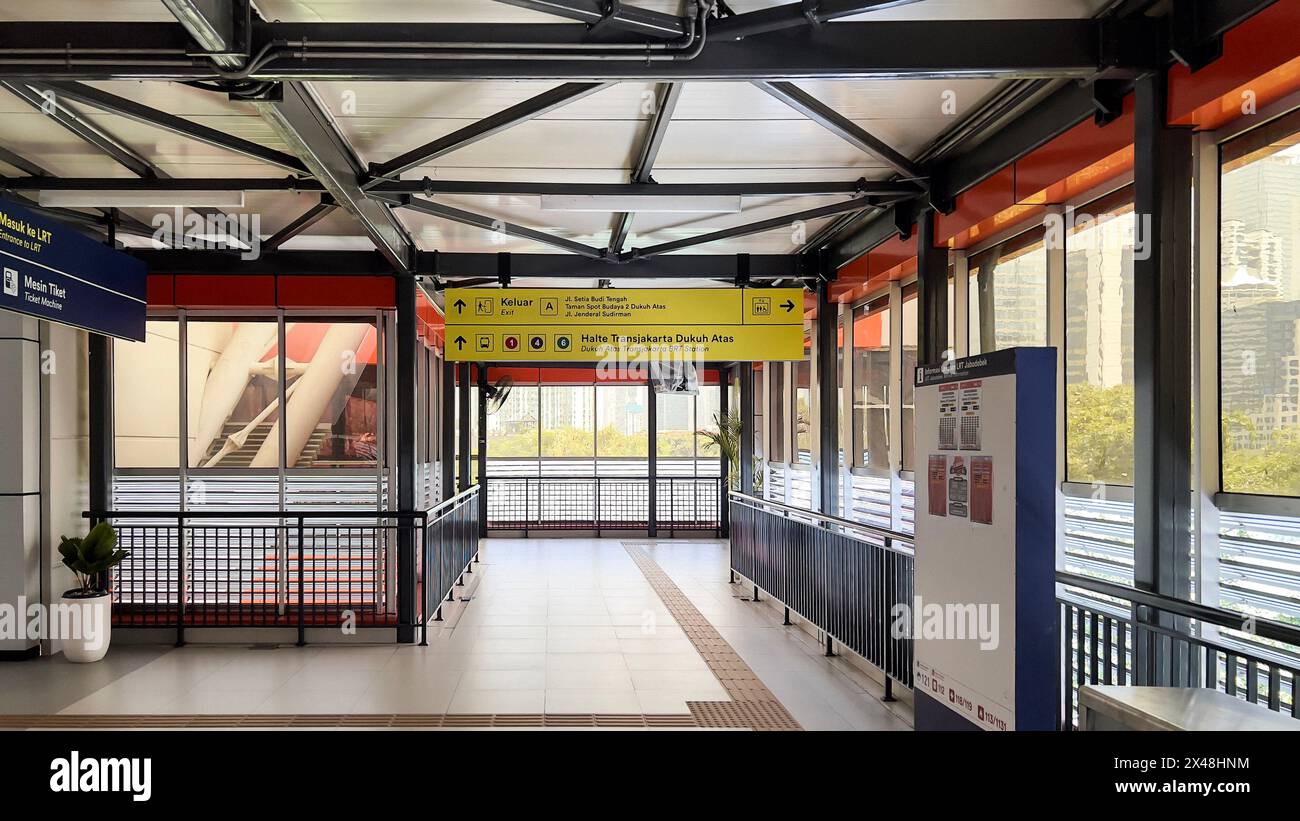 LRT Jakarta train station interior view. Indonesia public ...