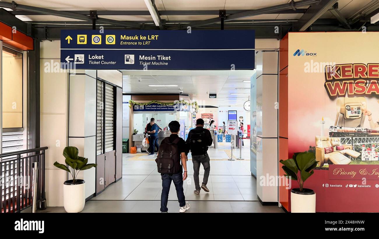 LRT Jakarta train station interior view. Indonesia public ...