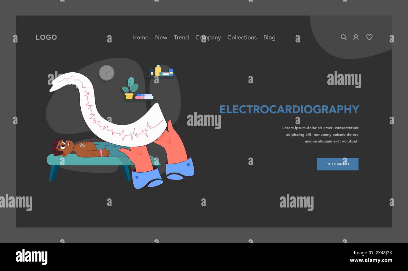 Pediatric cardiology check. Relaxed child undergoes electrocardiogram ...