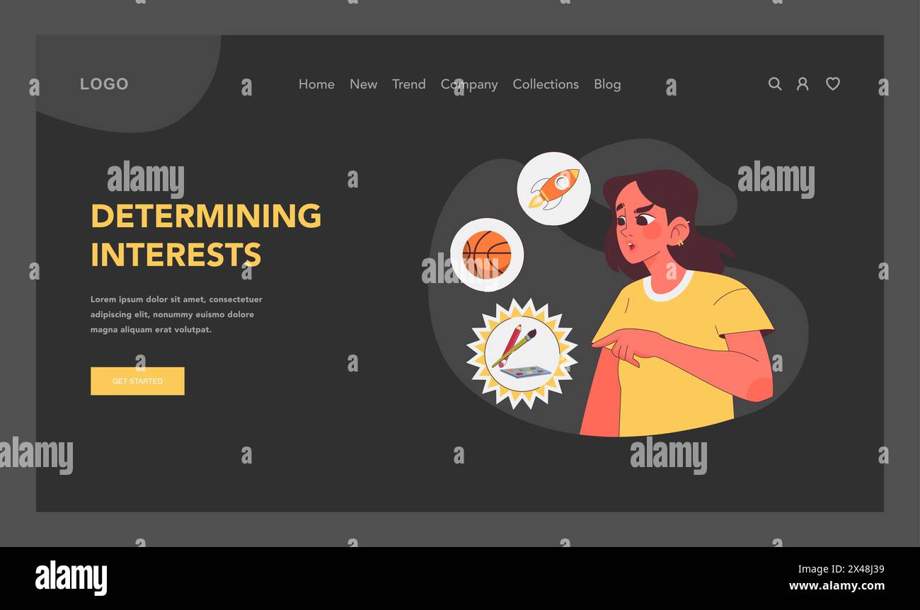 Determining interests concept. Thoughtful girl contemplates business ...