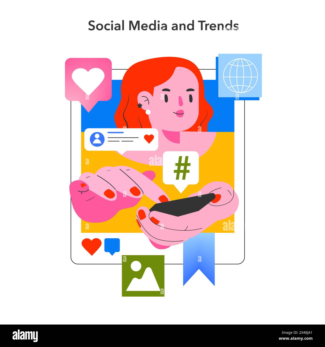 Momentary Marketing illustration. Capturing the essence of social media ...