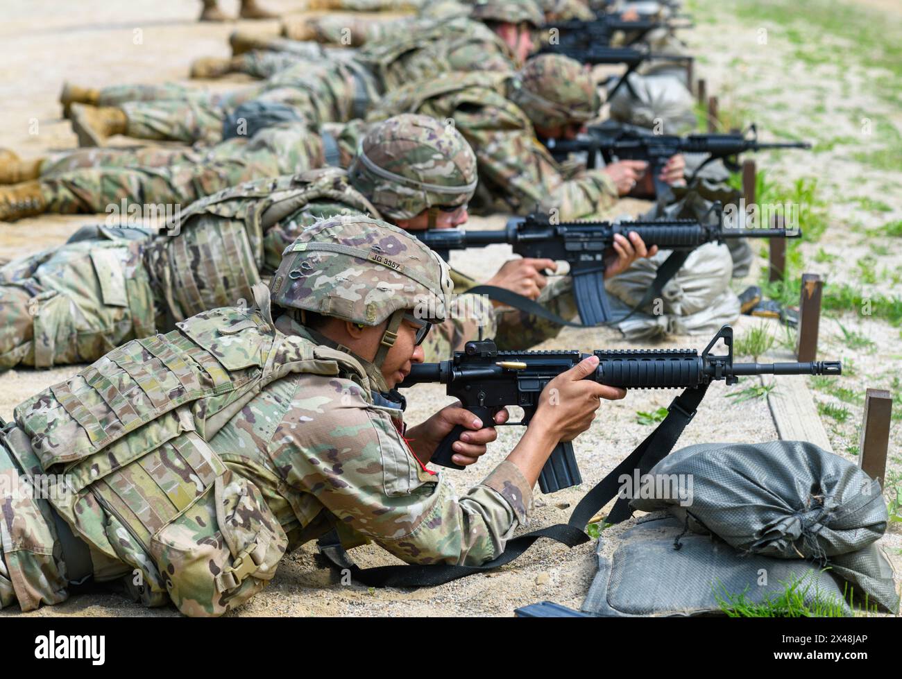 Dongducheon, South Korea. 01st May, 2024. US soldiers aim their rifle ...