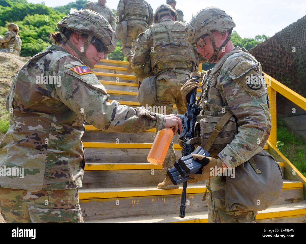 Dongducheon, South Korea. 01st May, 2024. US soldiers gather at a ...