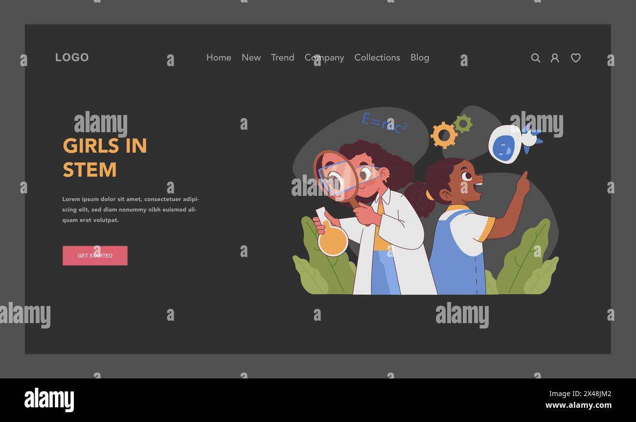 Girls in STEM concept. Two enthusiastic girls exploring science, one ...