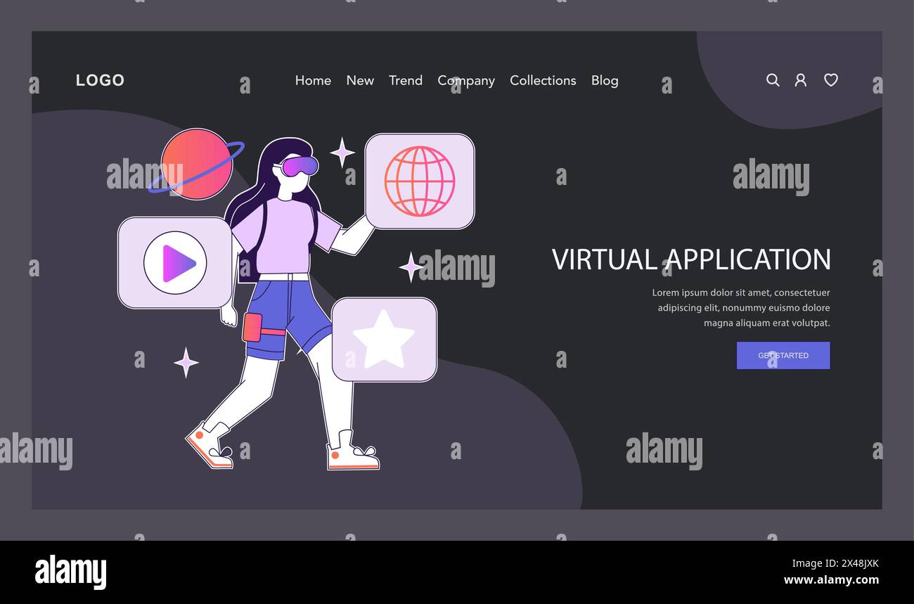 AR and VR concept. A user explores digital content through virtual ...