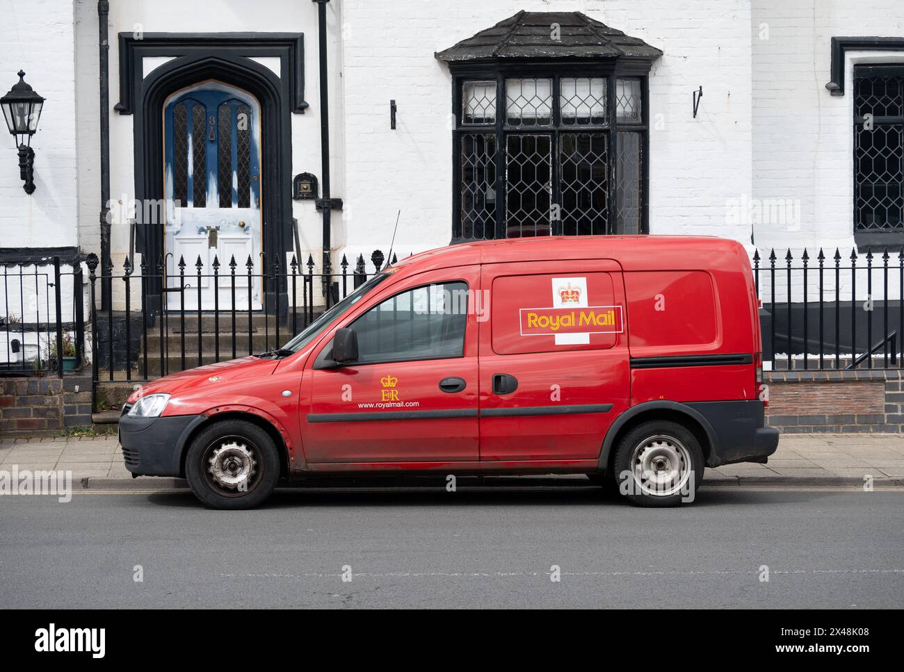 Royal Mail van in Spencer Street, Leamington Spa, Warwickshire, England ...
