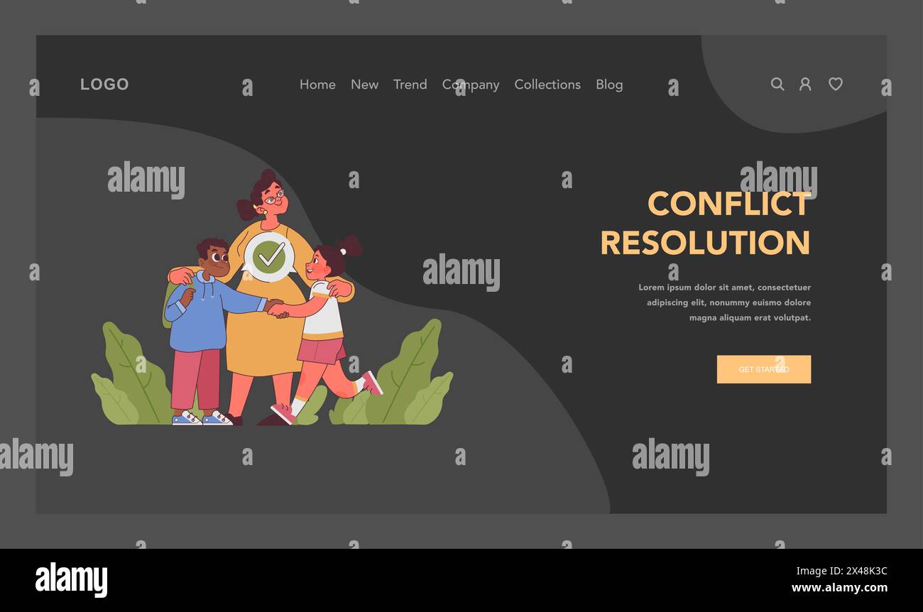 Conflict Resolution concept. Mediator resolving children's dispute with ...